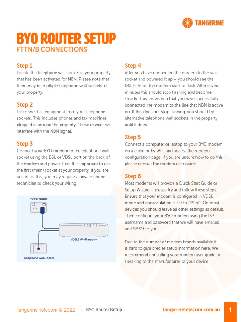 Byo Modem Setup - FTTN B v2 | PDF | Modem | Digital Subscriber Line