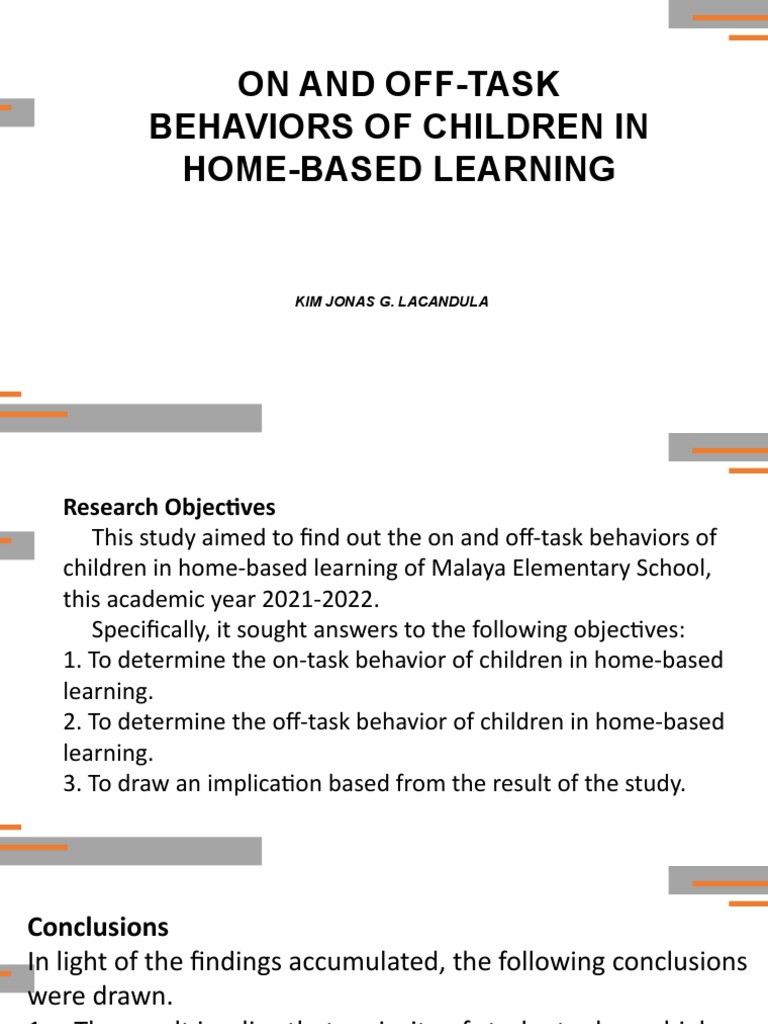 On and Off-Task Behaviors of Children in Home-Based Learning | Download Free PDF | Learning ...