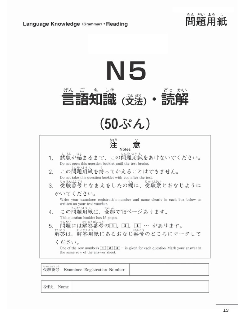 N5 Bunpou Dokkai 3 | PDF