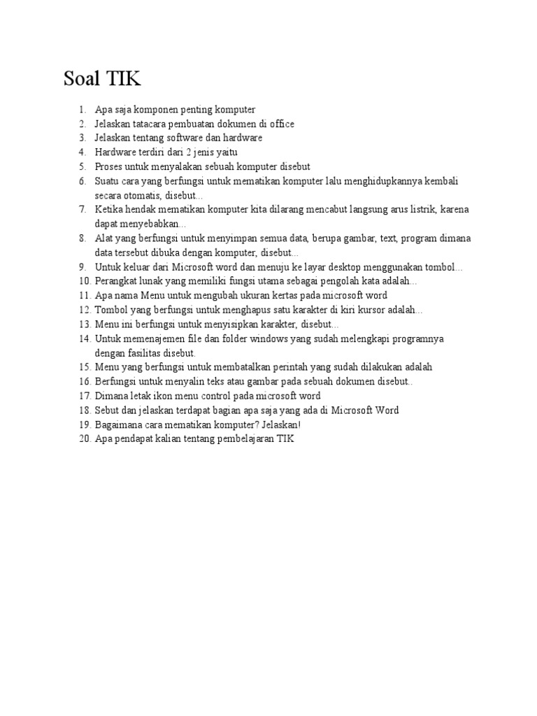 Soal TIK | PDF