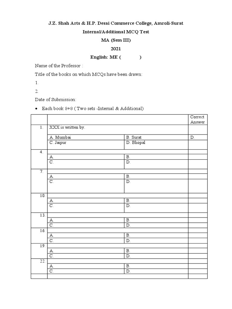 MCQ Format For Teachers-Rra | PDF