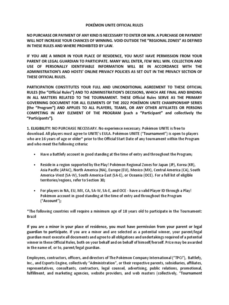 Pokemon Unite Official Rules en | PDF | Defamation | Harassment