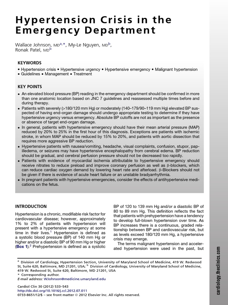 Crisis Hipertensiva | PDF | Hypertension | Blood Pressure