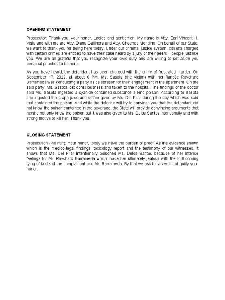 Opening Statement | PDF