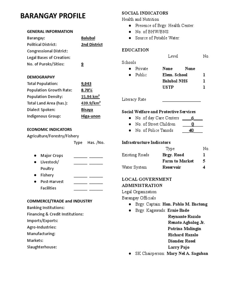 Gahum Barangay-Profile | PDF | Economies