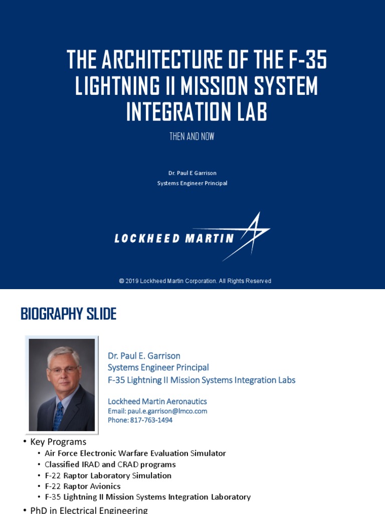 The Architecture of The F-35 Lightning II Mission System Integration ...