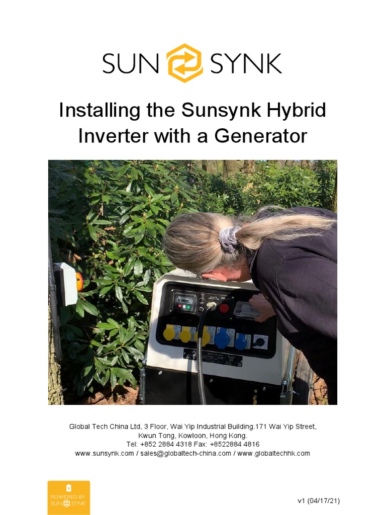 Installing A Generator With The Sunsynk Hybrid Inverter v1 2 | PDF