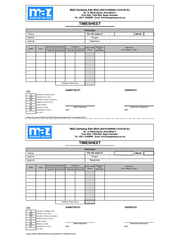 MAZ Gerbang Timesheet R2 | PDF