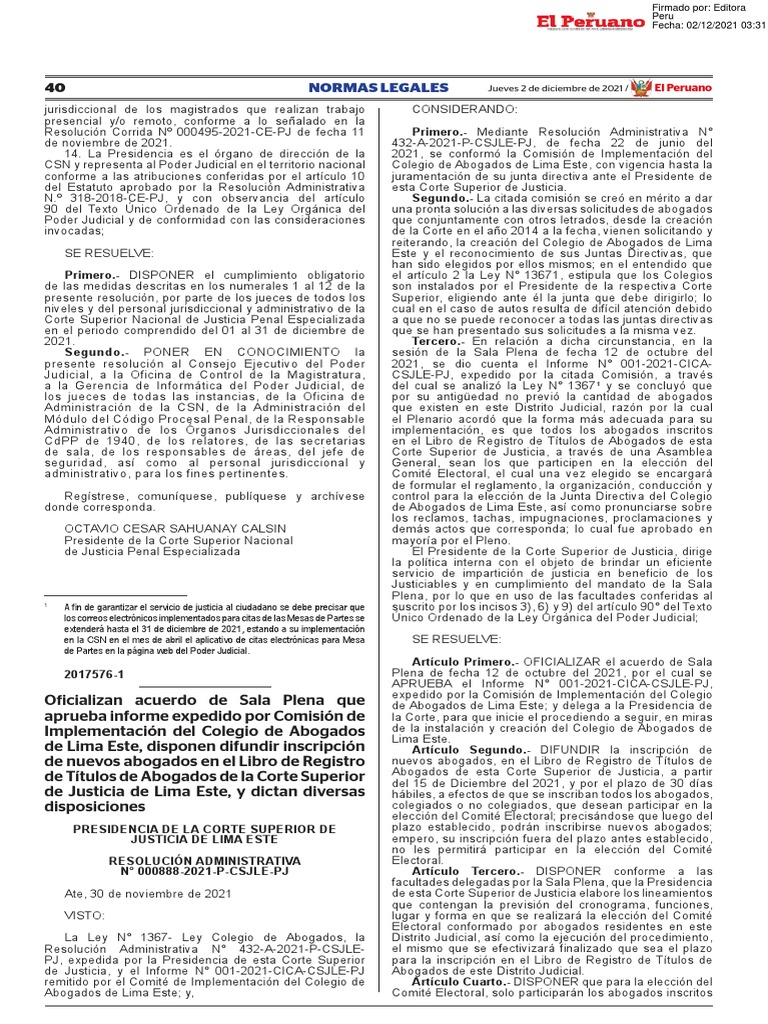 Colegio de Abogados de Lima Este | PDF | Judicaturas | Fiscal