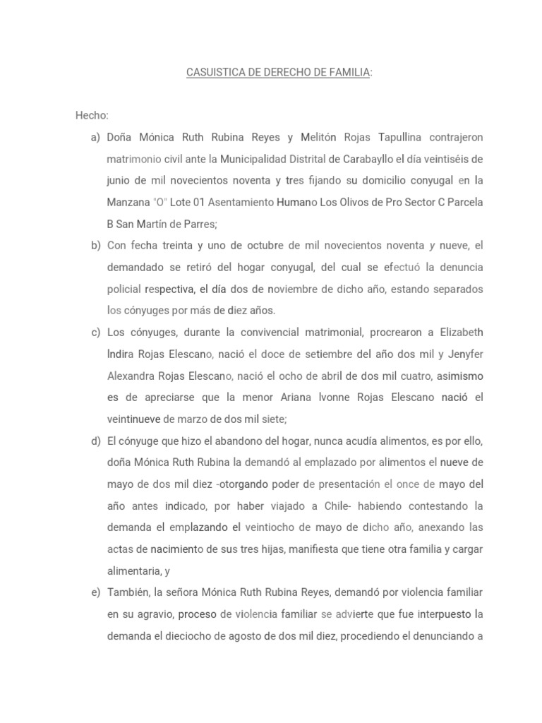 Casuistica de Derecho de Familia | PDF | Esposa | Instituciones sociales