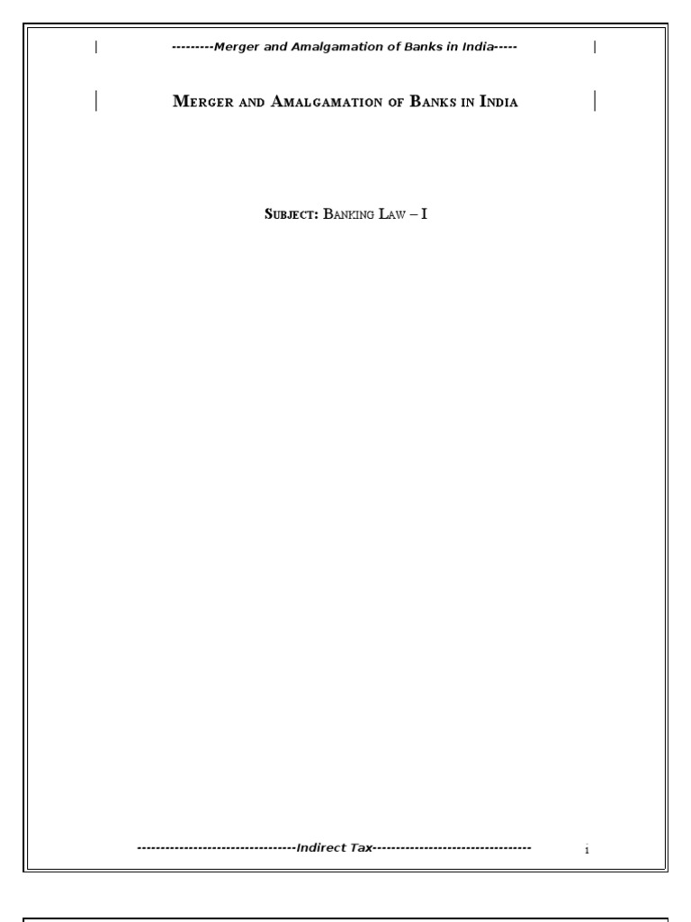 Merger and Amalgamation of Banks in India | PDF | Mergers And ...