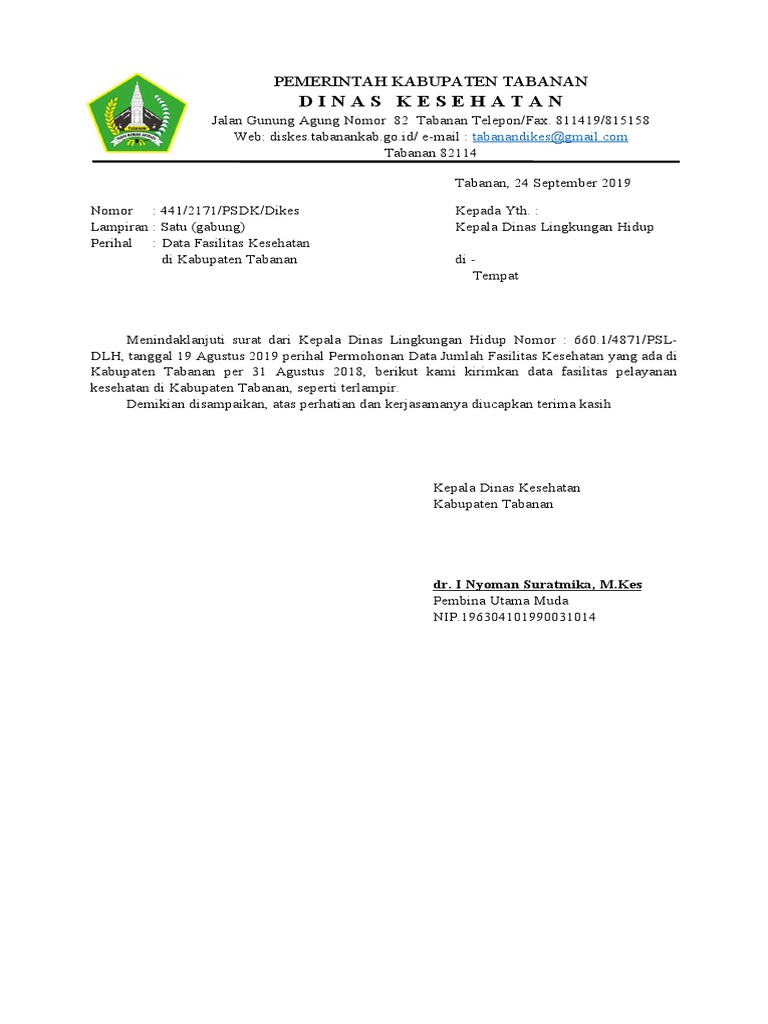 Surat Permohonan Data DLH | PDF