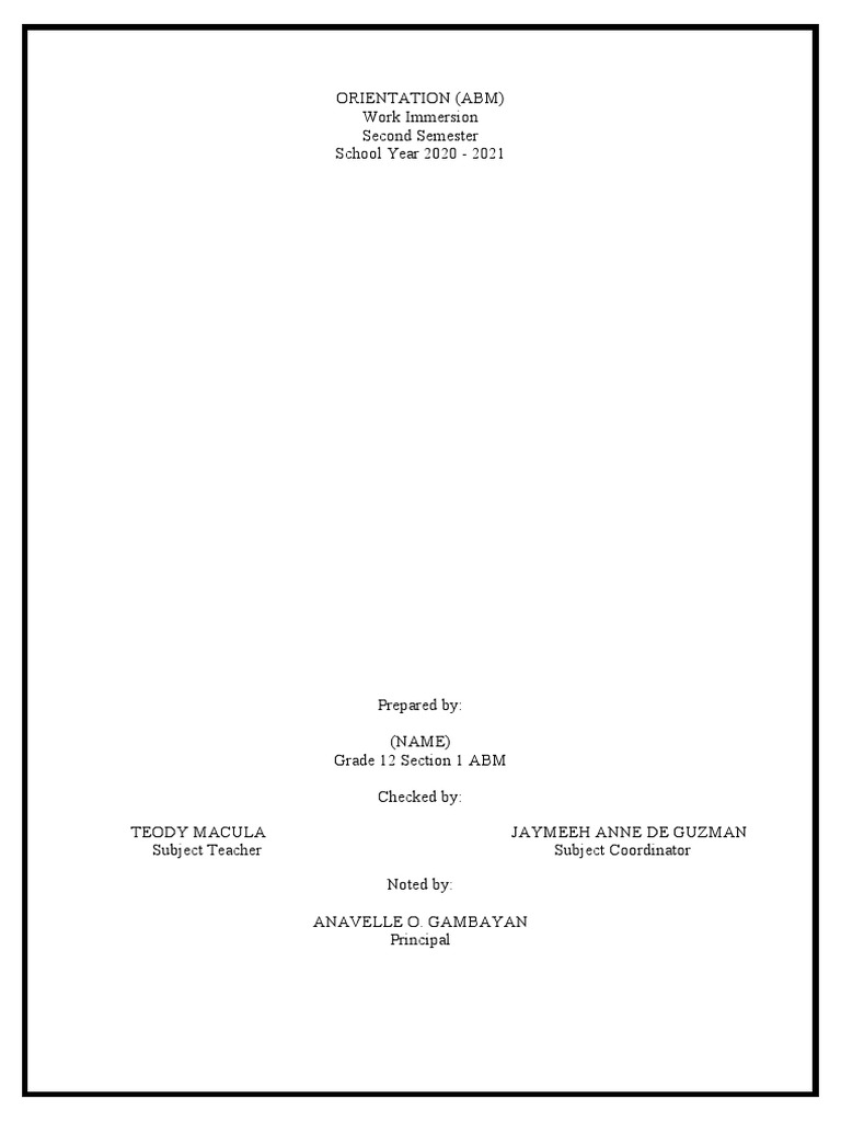 ABM Work Immersion Orientation Guide | PDF