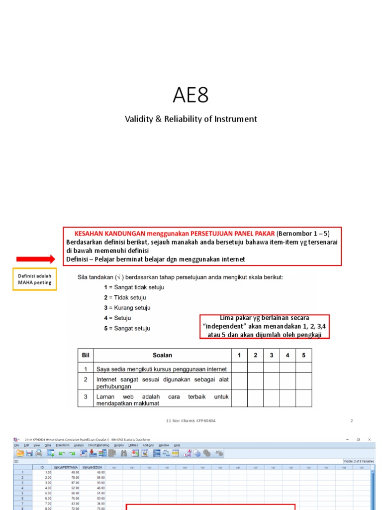 AE8 Validity & Reliability of Instrument | PDF