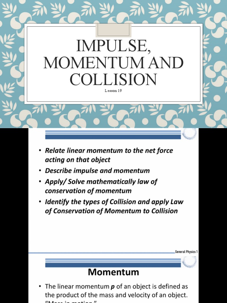 Lesson 19-Impulse, Momentum and Collision | PDF