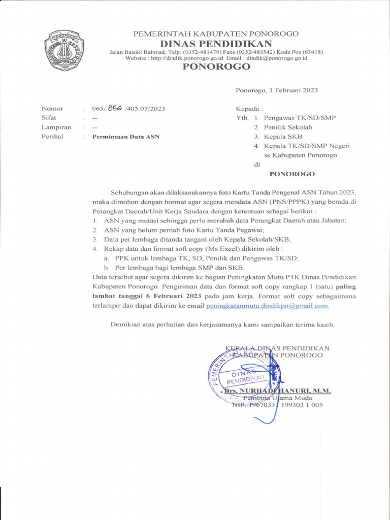 Permintaan Data ASN | PDF