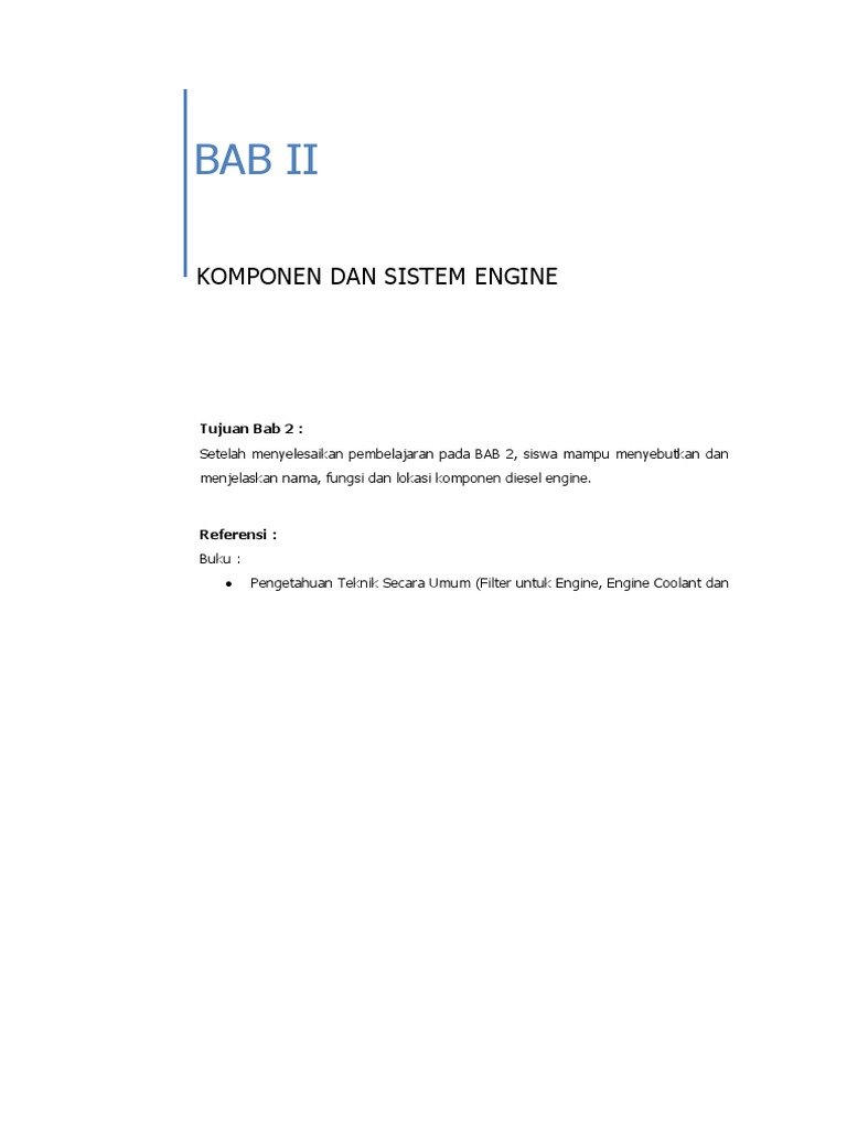 BAB II Komponen & Sistem Engine | PDF