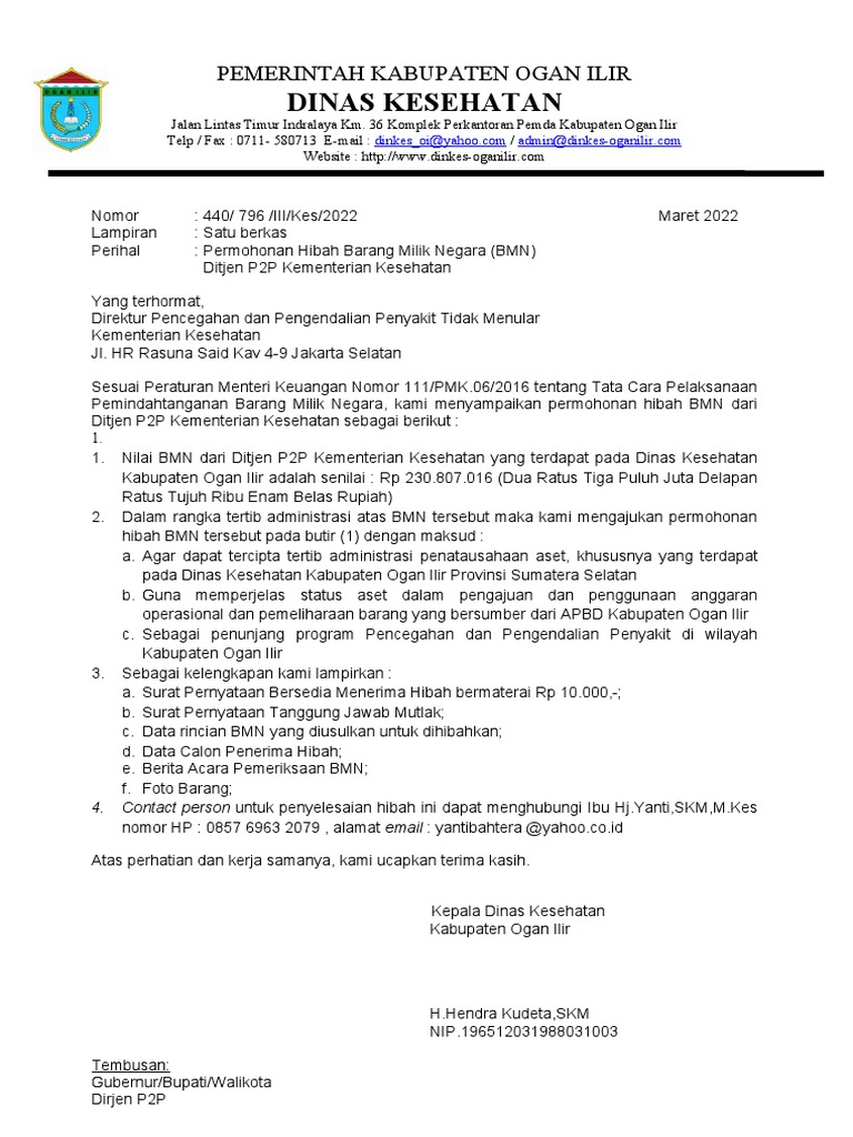 01.surat Permohonan Hibah (Hibah) | PDF