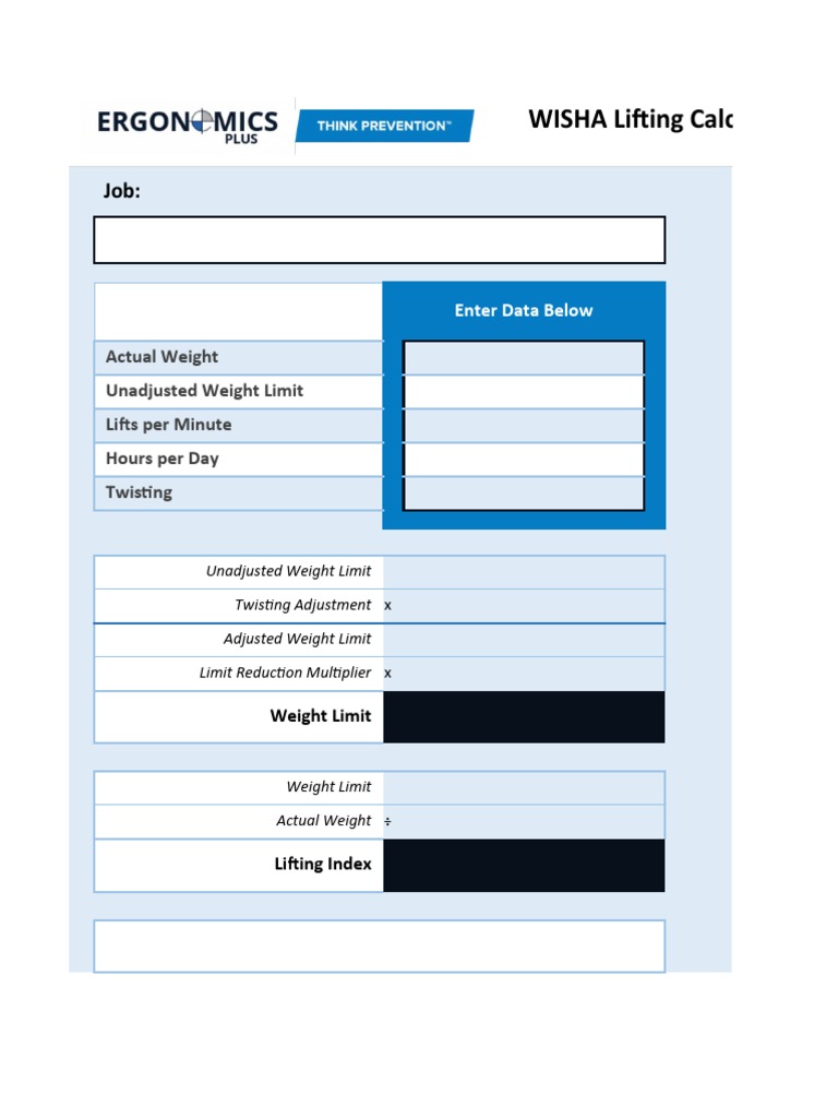 WISHA Lifting Calculator Guide | PDF