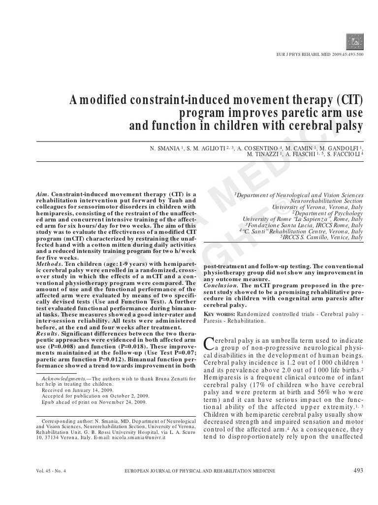 A Modified Constraint-Induced Movement Therapy (CIT) Program Improves ...