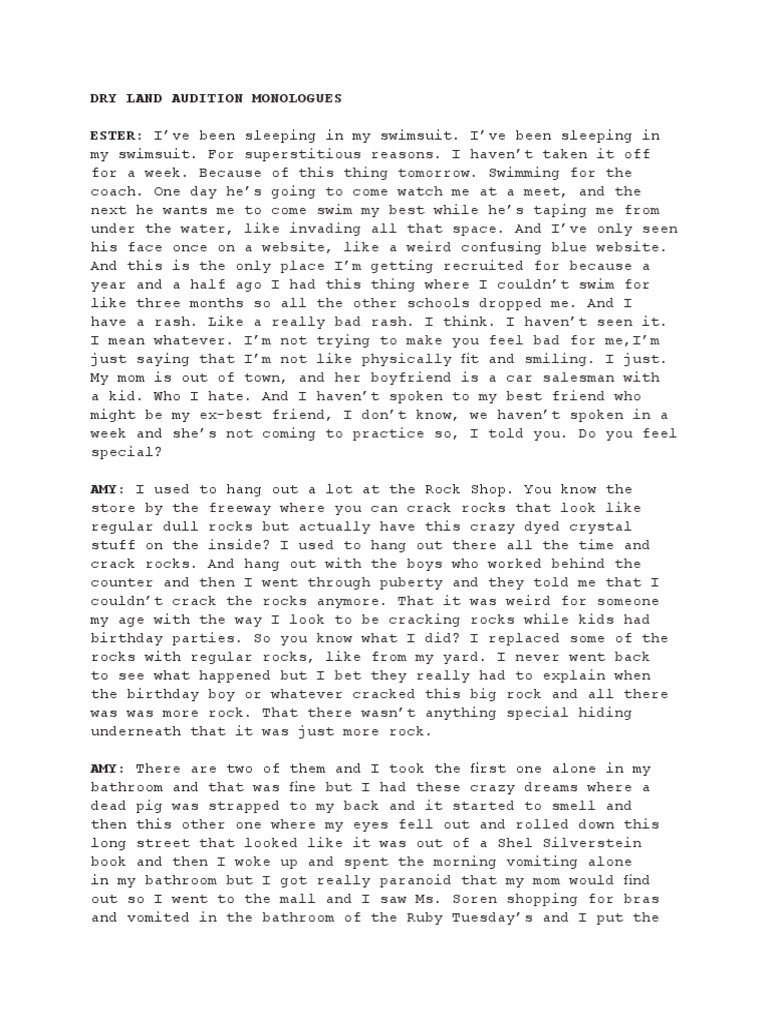 Dry Land Monologues | PDF