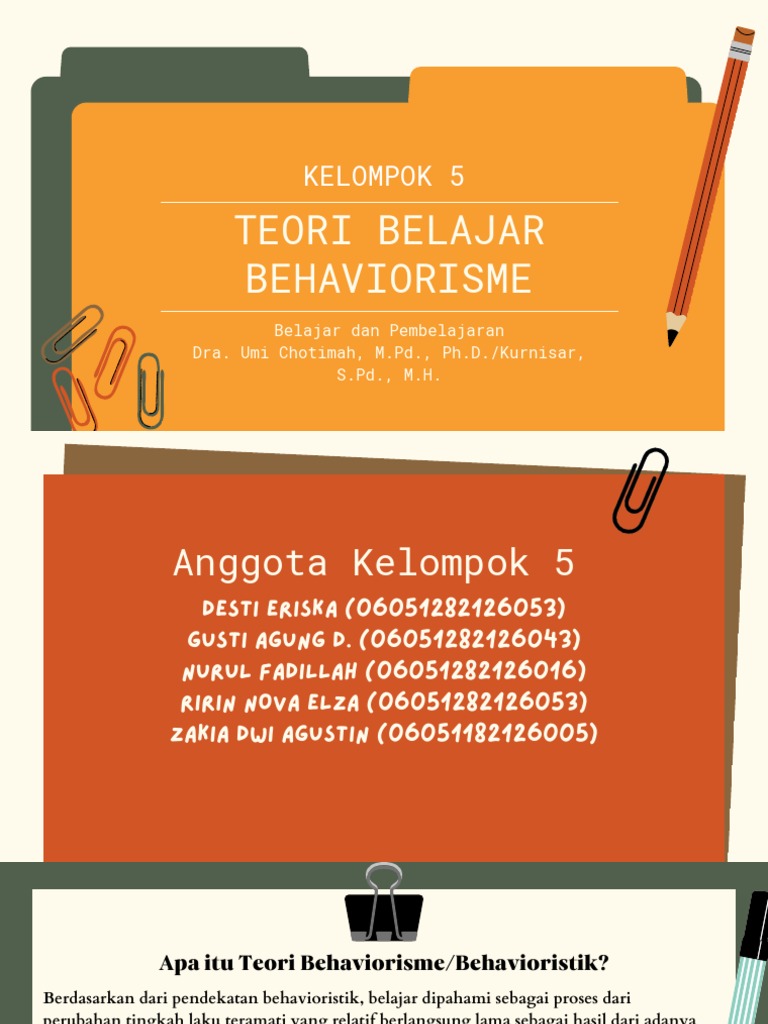 Kelompok 5 - Teori Behaviorisme - Belajar Dan Pembelajaran | PDF