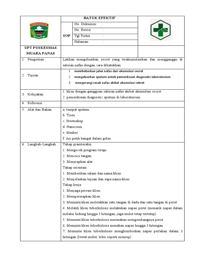 2023 - Sop Batuk Efektif | PDF