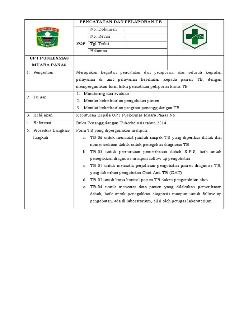 2023 - Sop Pencatatan Dan Pelaporan TB | PDF