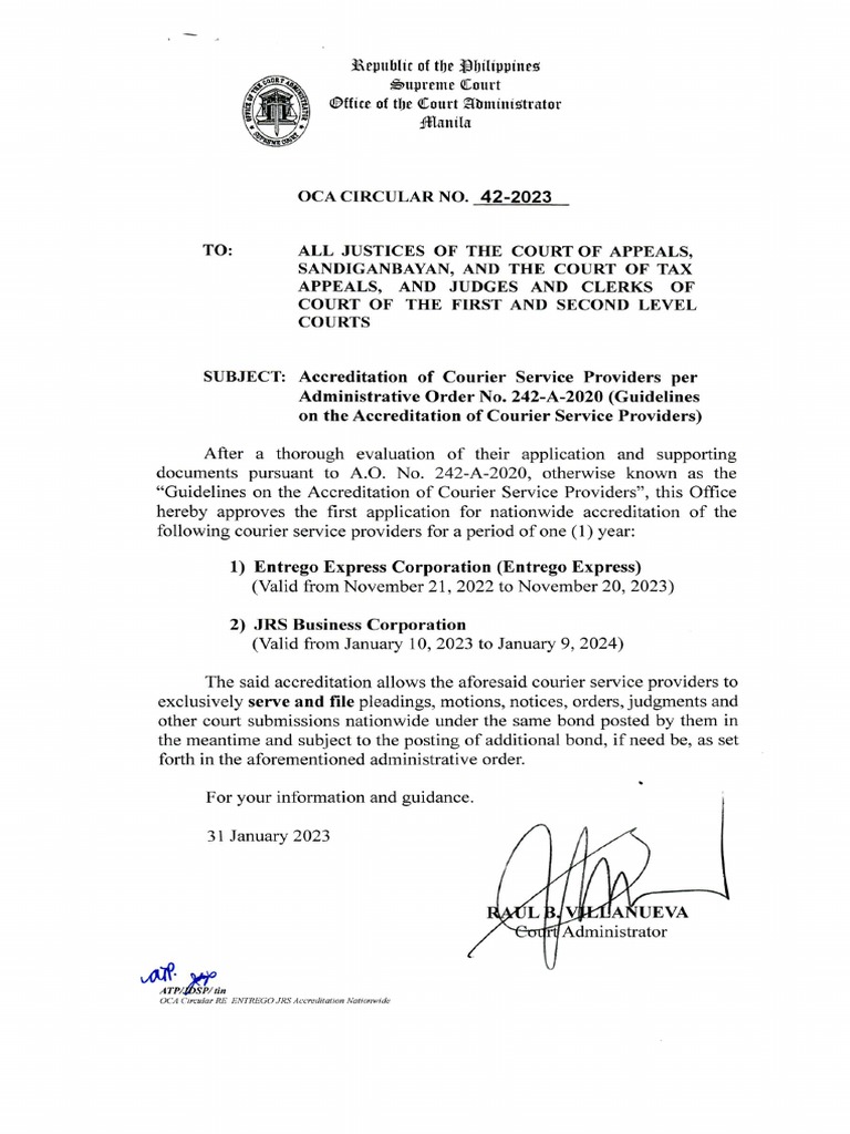 OCA Circular No. 42-2023 | PDF