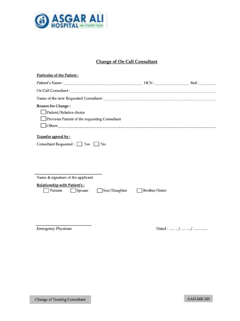 Change of Consultant Form | PDF
