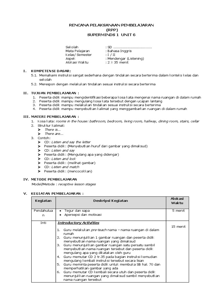 RPP Super Minds Level 1 Unit 6 | PDF