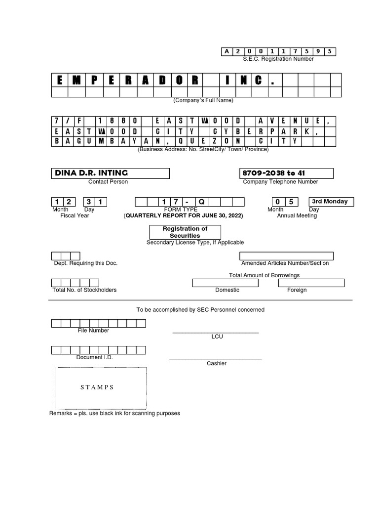 For Filing - Emp 1h 2022 Complete Set | PDF | Equity (Finance ...
