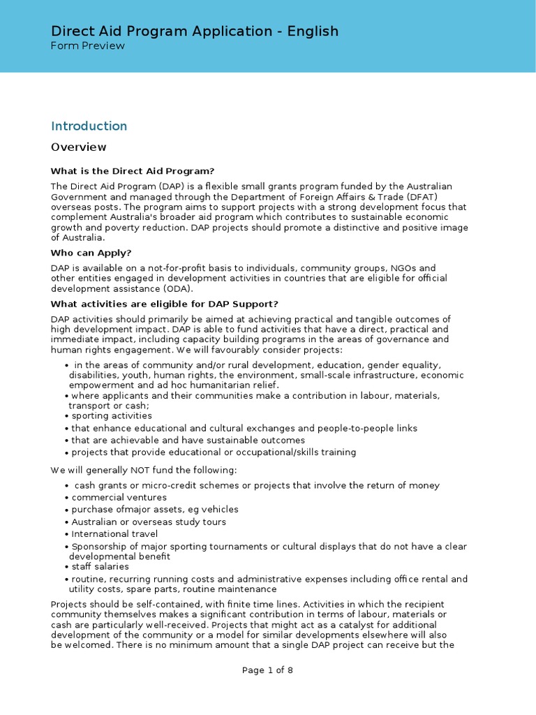 Direct Aid Program Application - English-Application | PDF | Risk ...