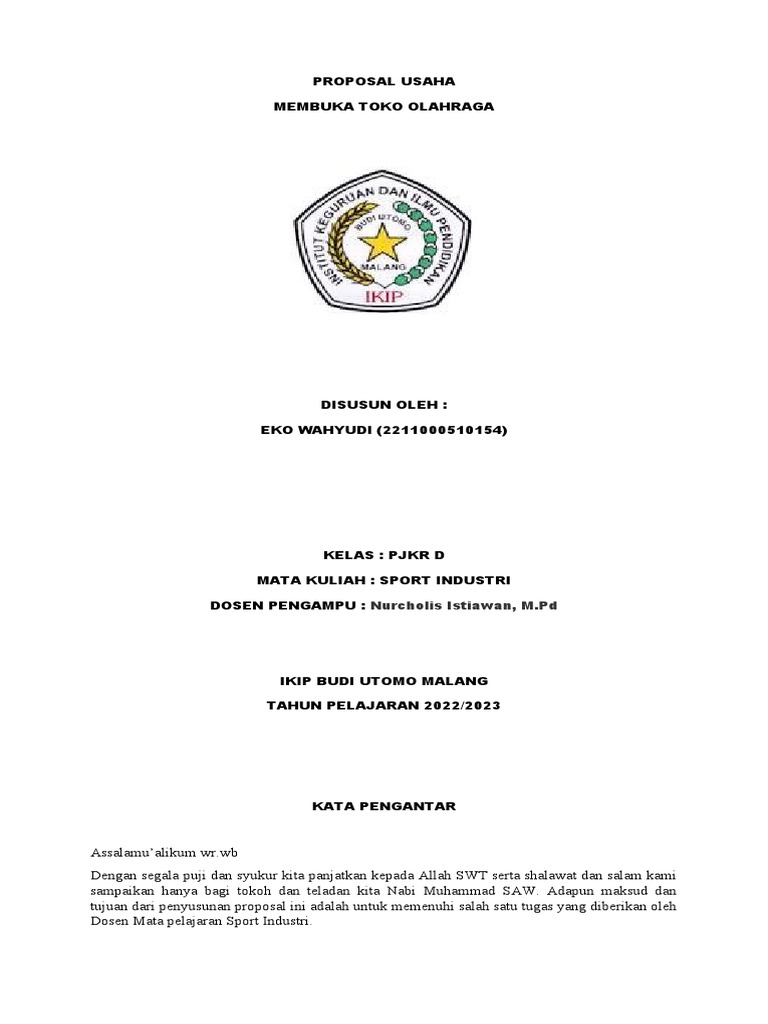 PROPOSAL SPORT INDUSTRI - Eko Wahyudi | PDF