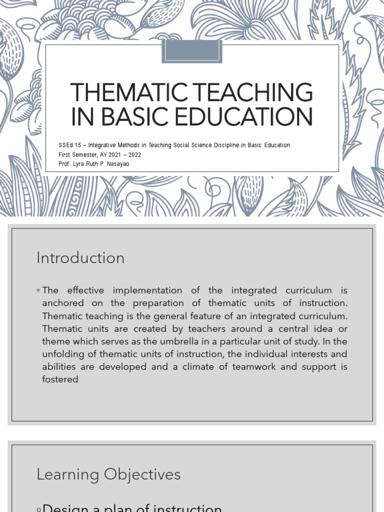 Developing Effective Thematic Instruction Through Multidisciplinary and ...