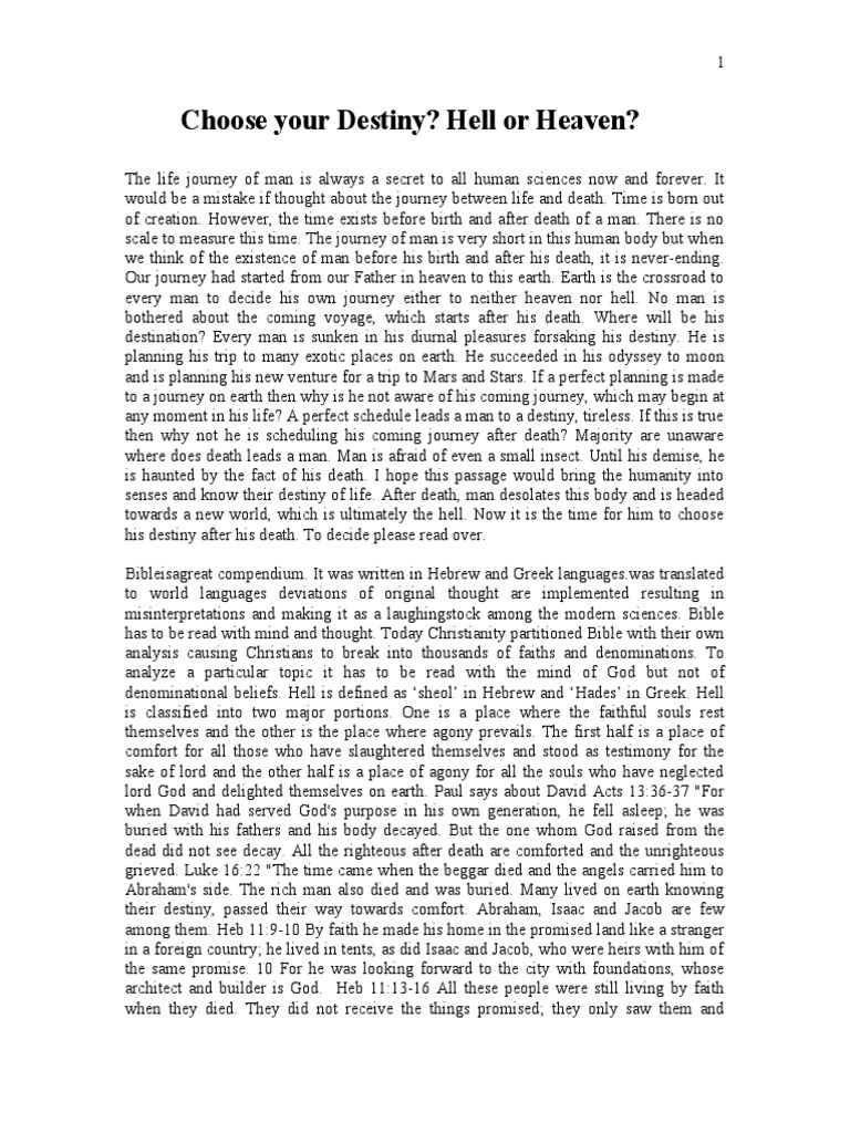 Choose Your Destiny Heaven or Hell | PDF | Hell | Satan