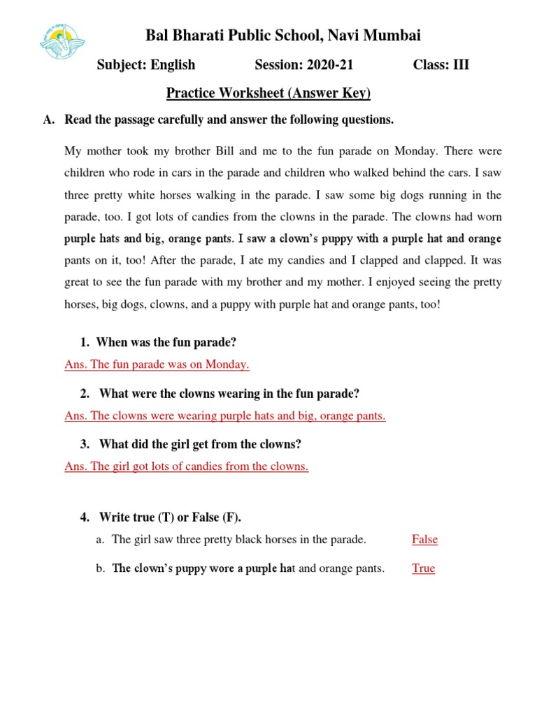Noun Comprehension Worksheet for Grade 3 | PDF | Trousers | Noun