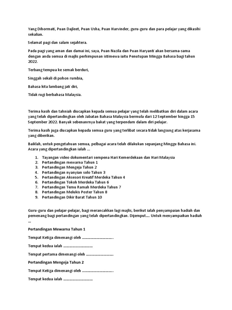 Teks Ucapan Penutup | PDF