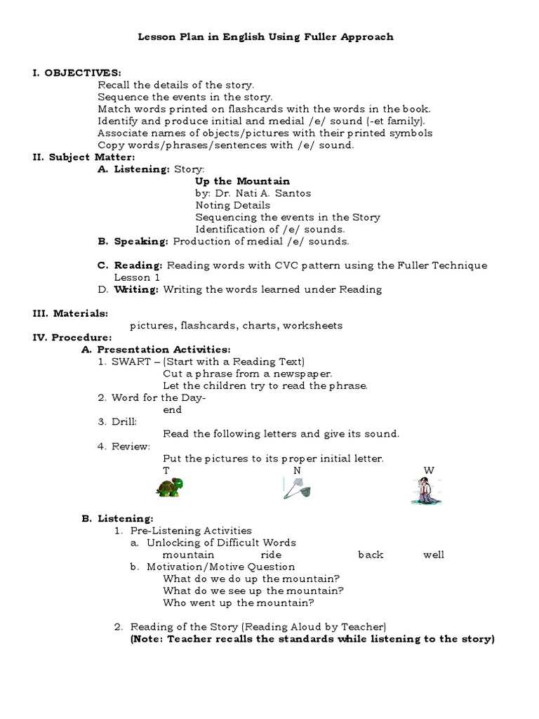 LESSON PLAN (Fuller Approach) | PDF