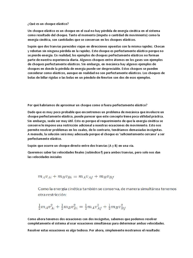Qué Es Un Choque Elástico | PDF | Elasticidad (Física) | Energía cinética