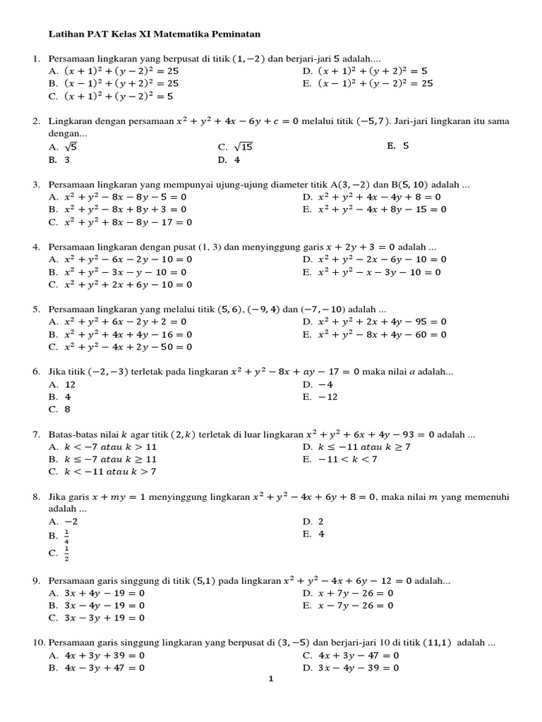 Latihan Pat Xi MTK (P) | PDF