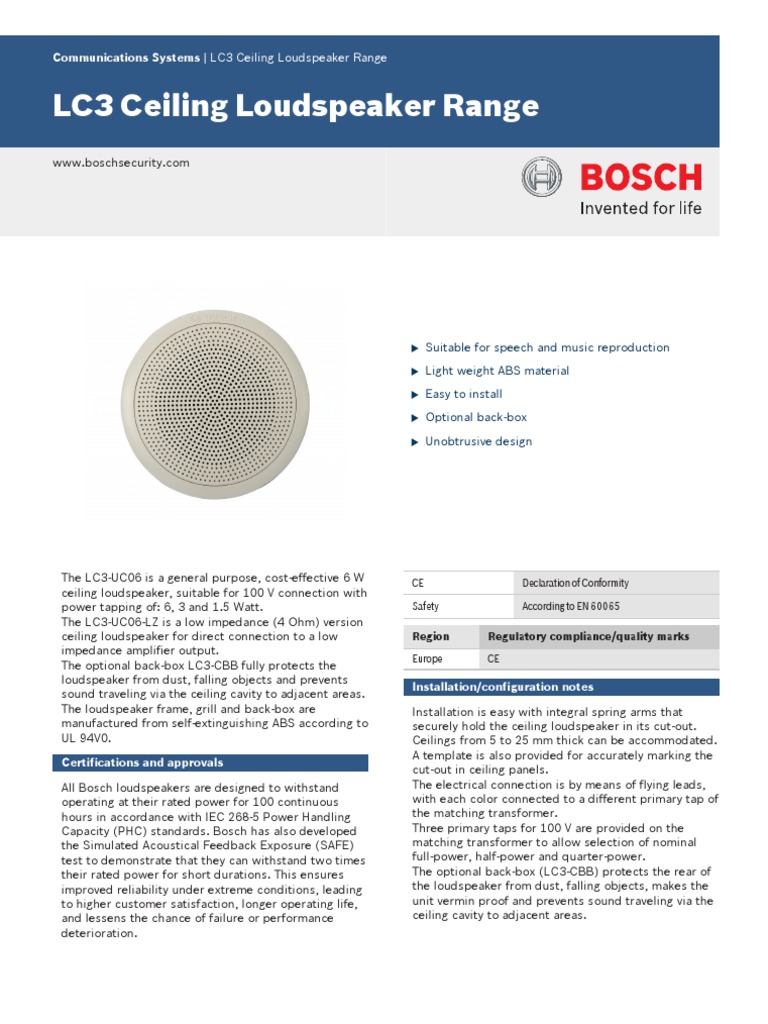 Ceiling Speaker LC3 - Data - Sheet - enUS - 1920773259 | PDF ...