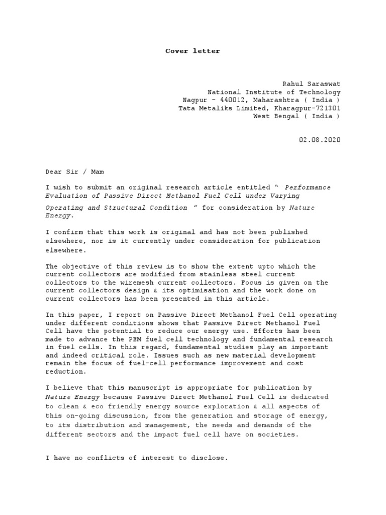 Cover - Letter Rahul Saraswat (India) | PDF