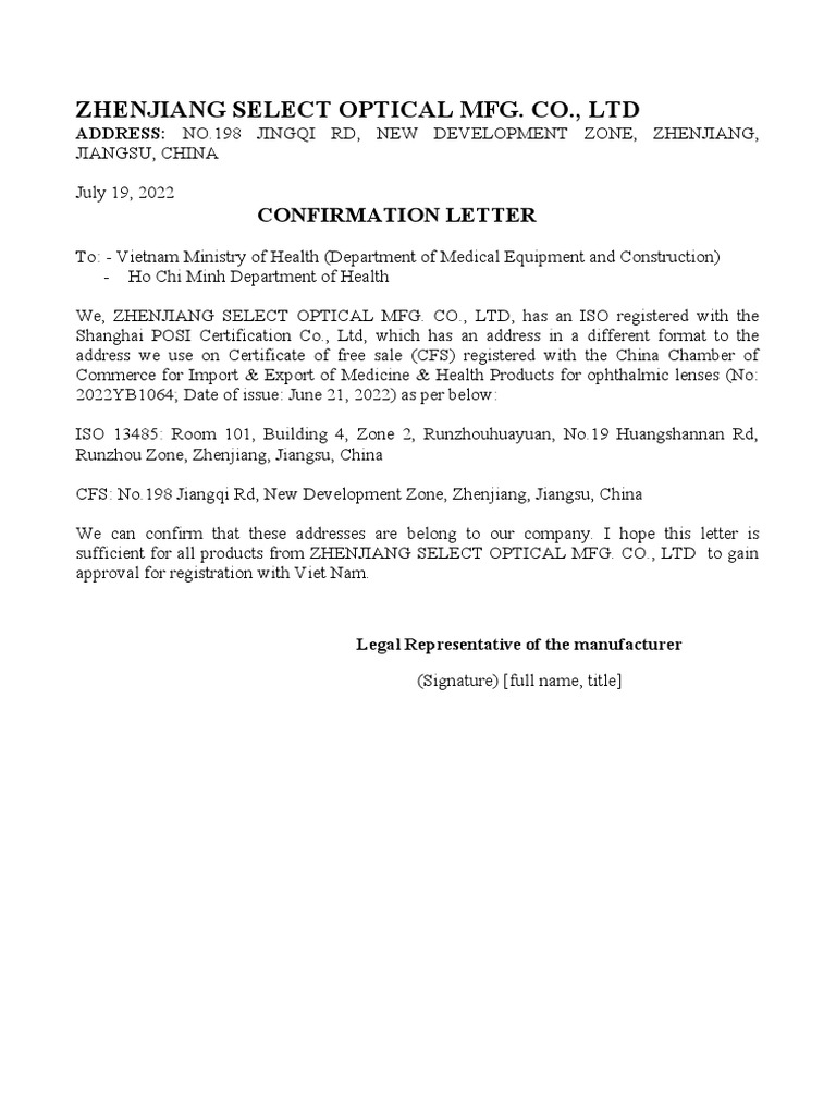 Confirmation Letter | PDF