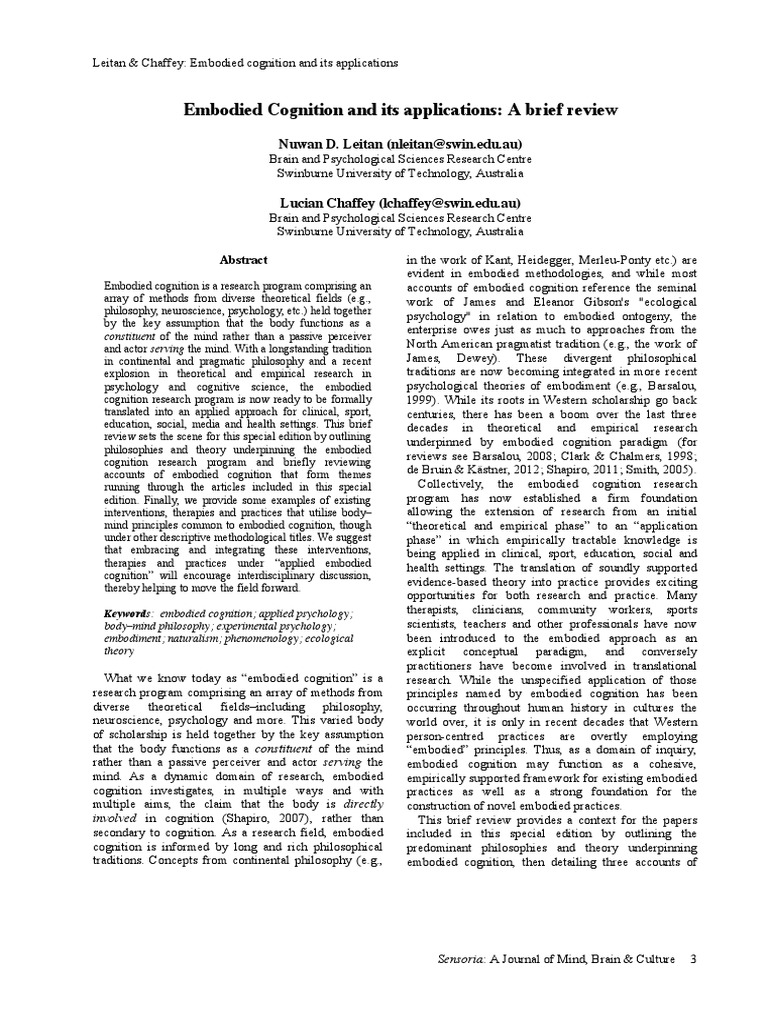 Embodied Cognition | PDF | Embodied Cognition | Mind