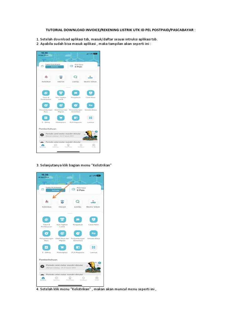 Tutorial Download Invoice Di PLN Mobile | PDF
