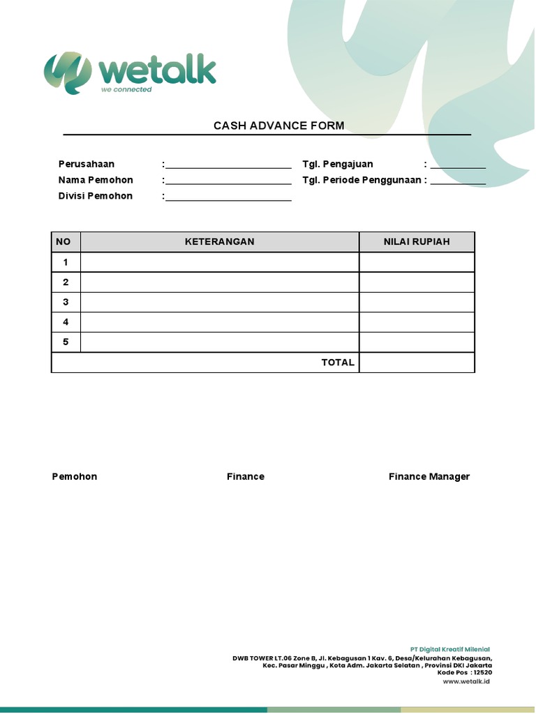 Cash Advance Form | PDF