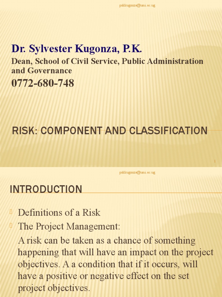 DPPM RISK COMPONENT AND CLASSIFICATION Assignment Included - PPTX (Read ...