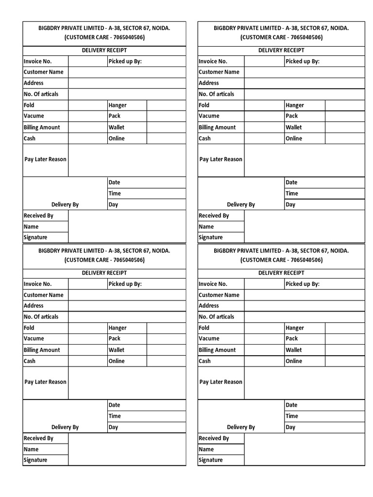 Delivery Recipt | PDF | Receipt | Production And Manufacturing