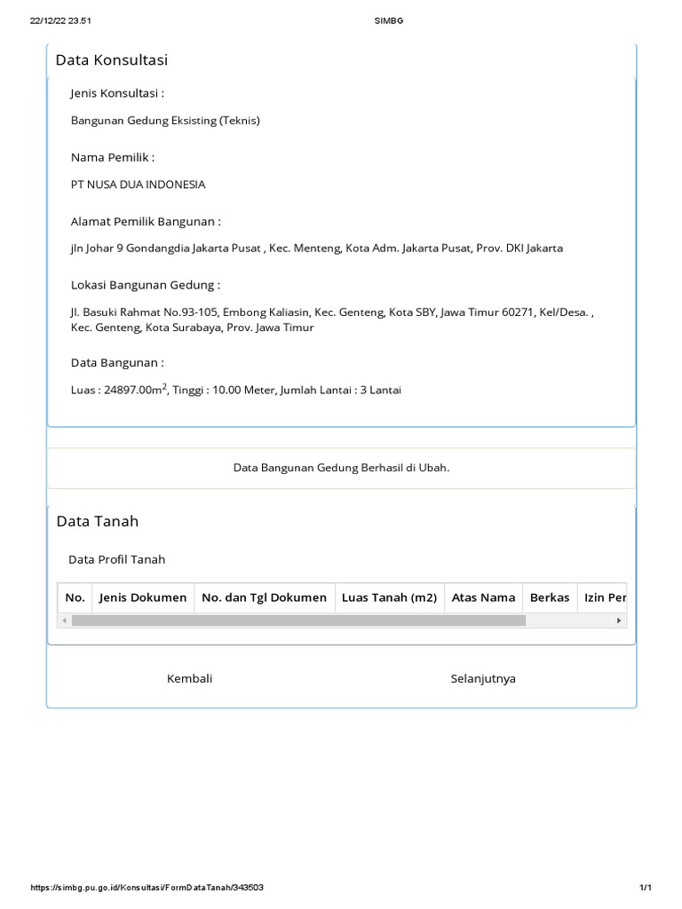 SIMBG Data Tanah Dan Akte Perusahaan | PDF